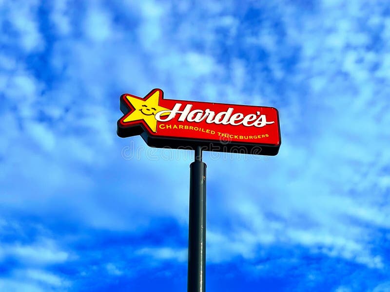 Hardee s restaurant sign editorial image. Image of chain - 344136155