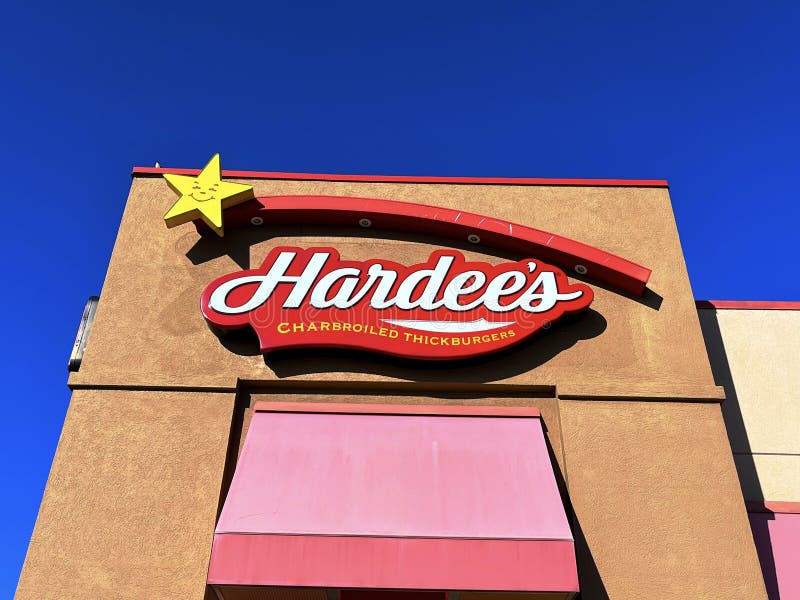 Hardees restaurant editorial image. Image of drink, banner - 271459935
