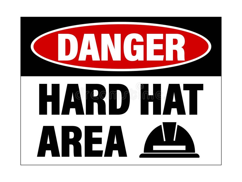 Danger, Hard Hat Area. Safety and Warning Sign Stock Illustration ...