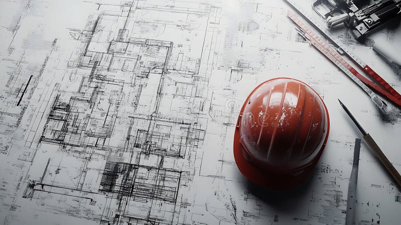 Hardhat, Blueprints, and Drafting Tools Suggest Project Planning and ...