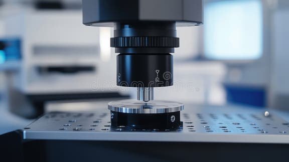 Hardness Testing Machine Pressing Metal Sample in Laboratory Stock ...