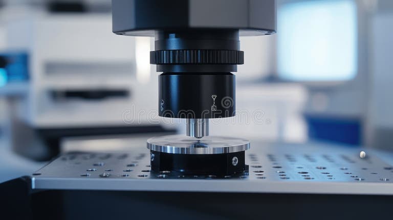 Hardness Testing Machine Pressing Metal Sample in Laboratory Stock ...