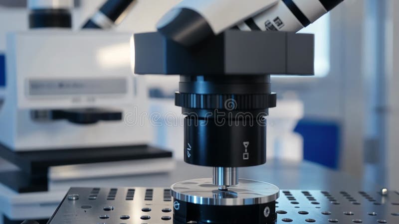 Hardness Testing Machine Pressing Metal Sample in Laboratory Stock ...