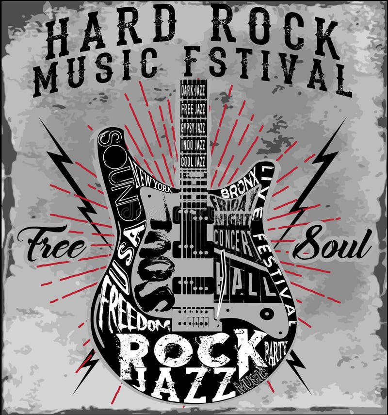 Hardrock-Musik-Plakat vektor abbildung. Illustration von barsch - 96666304