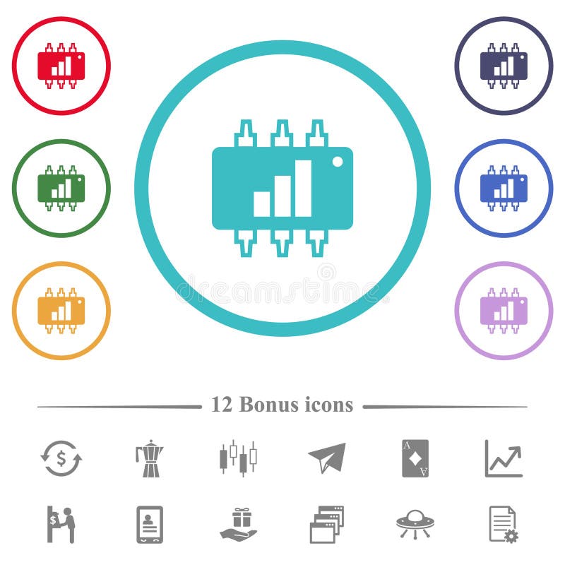Hardware Acceleration Flat Color Icons in Circle Shape Outlines Stock ...