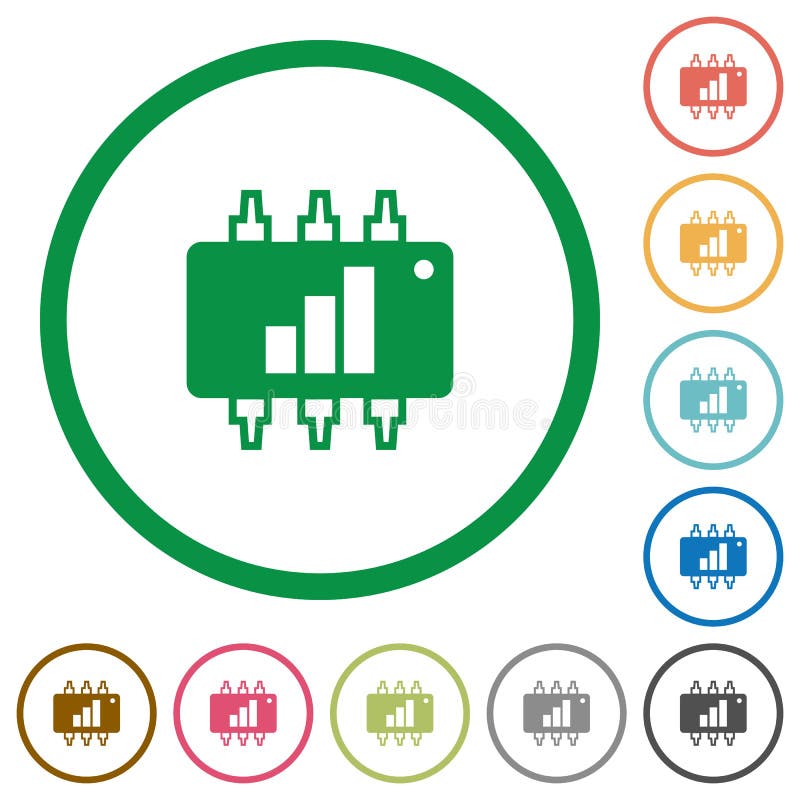 Hardware Acceleration Flat Icons with Outlines Stock Vector ...