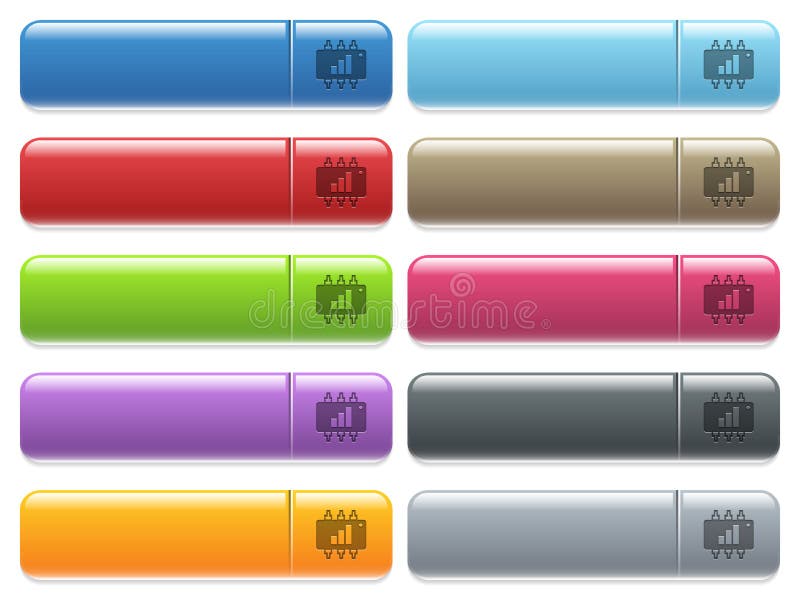 Hardware Acceleration Icons On Color Glossy Rectangular Menu Button