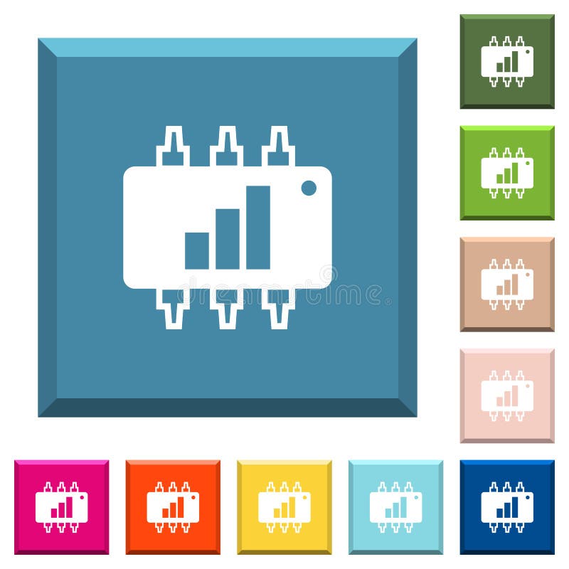 Hardware Acceleration White Icons on Edged Square Buttons Stock Vector ...
