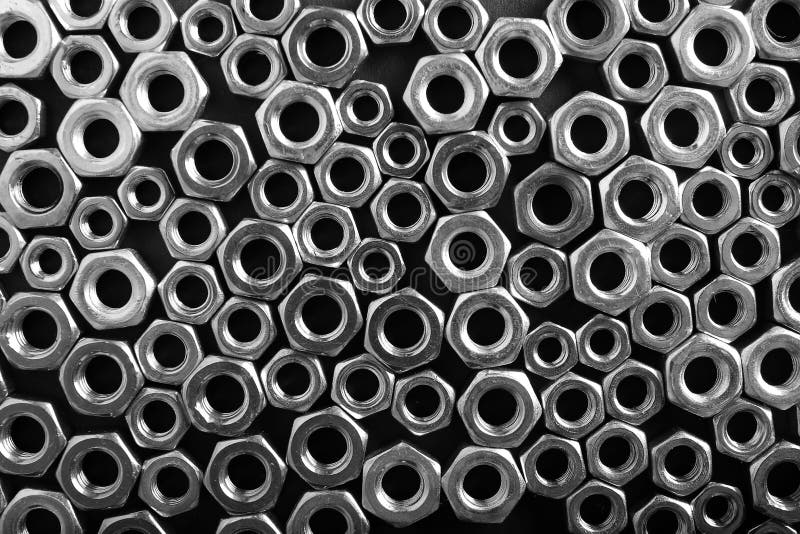 Hardware Bolts and Nuts Top View Background Stock Image - Image of ...
