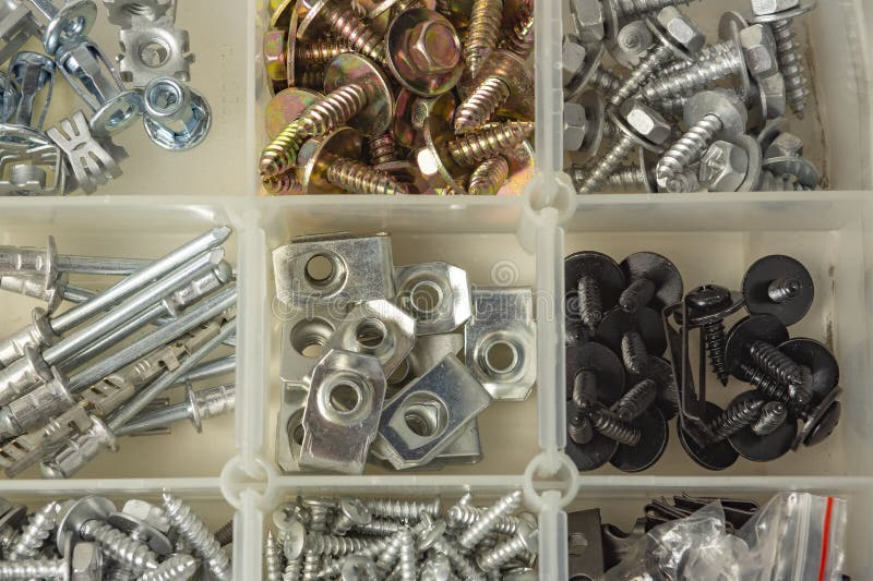A Hardware Box with Compartments that Hold Screws, Anchors, Bolts and ...