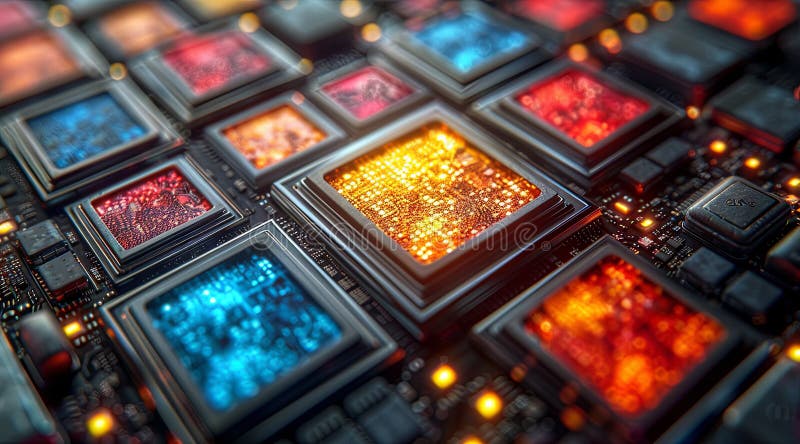 Hardware Chip Isolated on Black Background Electrical Circuit Board ...