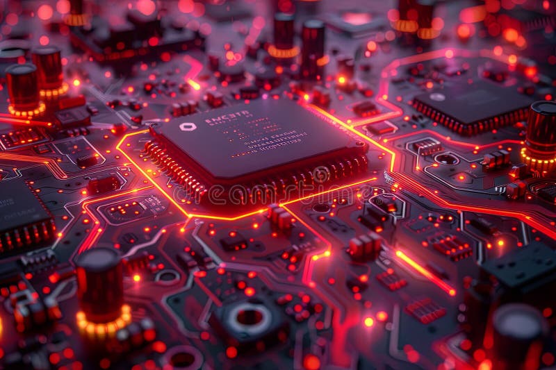 Hardware Chip Isolated on Black Background Electrical Circuit Board ...