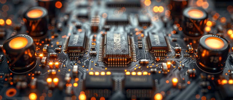 Hardware Chip Isolated on Black Background Electrical Circuit Board ...