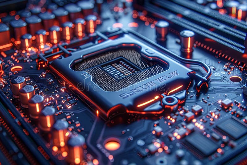 Hardware Chip Isolated on Black Background Electrical Circuit Board ...