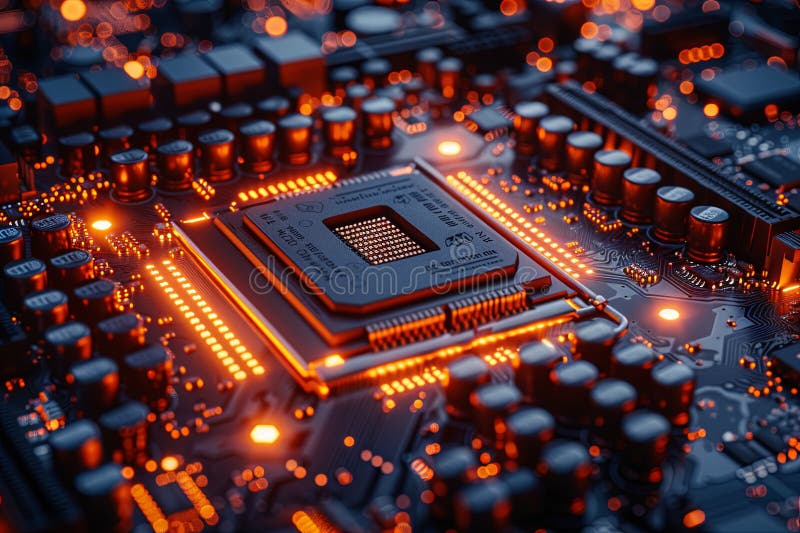 Hardware Chip Isolated on Black Background Electrical Circuit Board ...