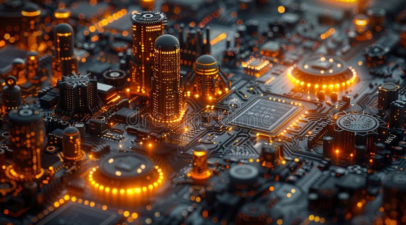 Hardware Chip Isolated on Black Background Electrical Circuit Board ...