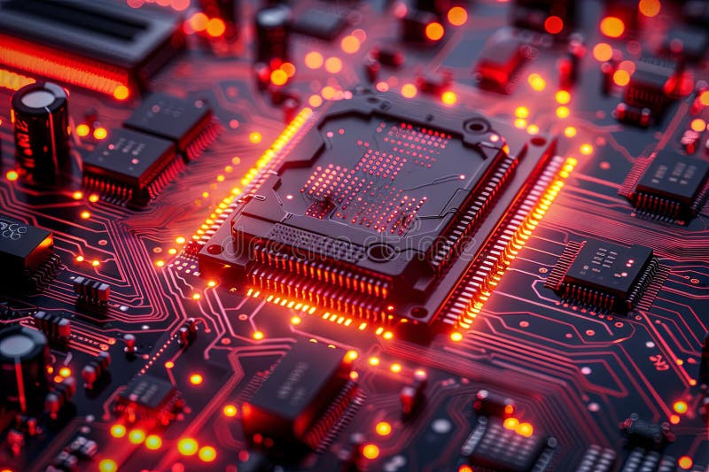 Hardware Chip Isolated on Black Background Electrical Circuit Board ...