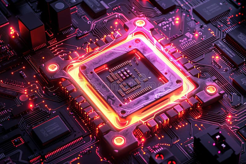 Hardware Chip Isolated on Black Background Electrical Circuit Board ...