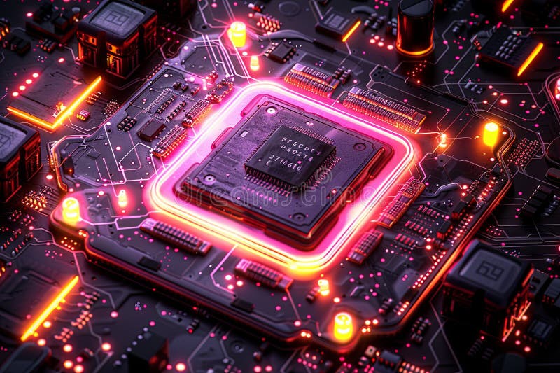 Hardware Chip Isolated on Black Background Electrical Circuit Board ...