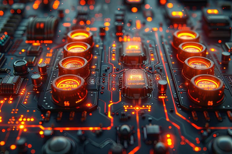 Hardware Chip Isolated on Black Background Electrical Circuit Board ...