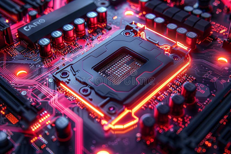 Hardware Chip Isolated on Black Background Electrical Circuit Board ...