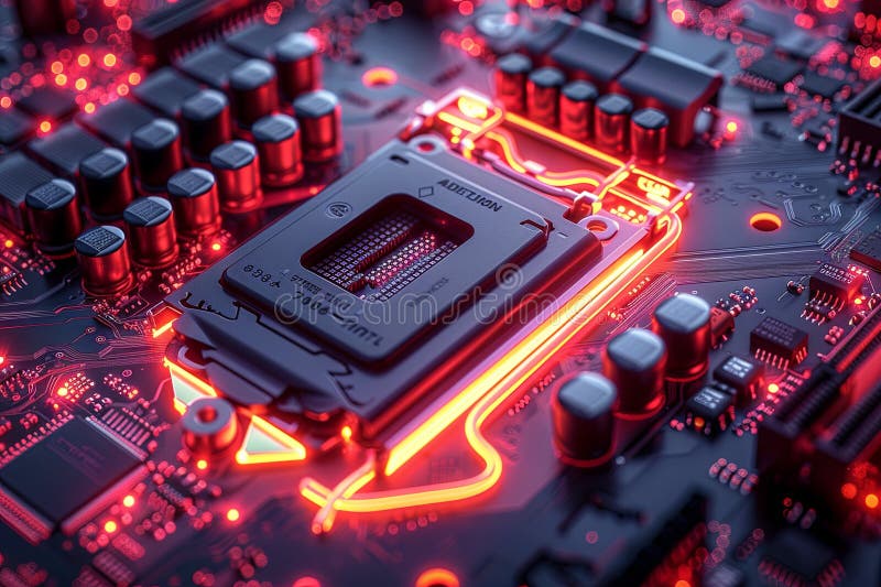 Hardware Chip Isolated on Black Background Electrical Circuit Board ...