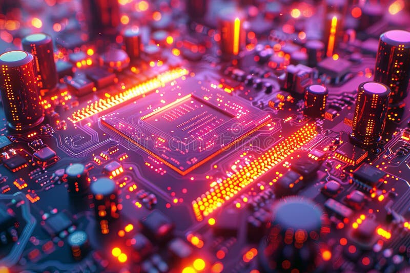 Hardware Chip Isolated on Black Background Electrical Circuit Board ...