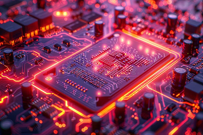 Hardware Chip Isolated on Black Background Electrical Circuit Board ...