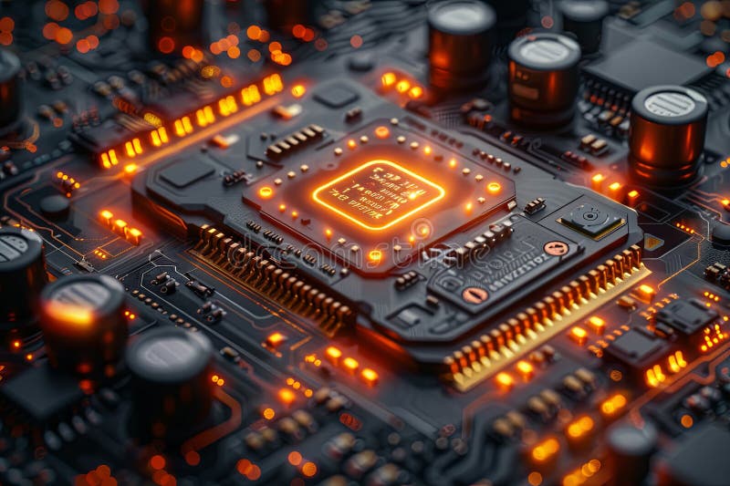 Hardware Chip Isolated on Black Background Electrical Circuit Board ...