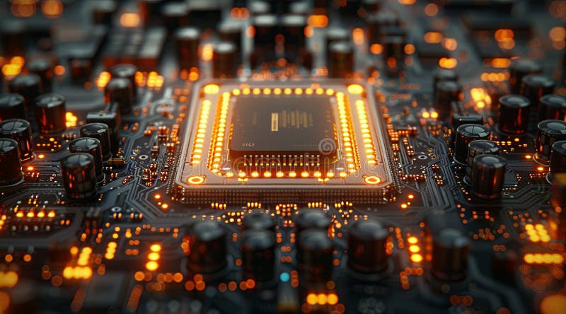 Hardware Chip Isolated on Black Background Electrical Circuit Board ...