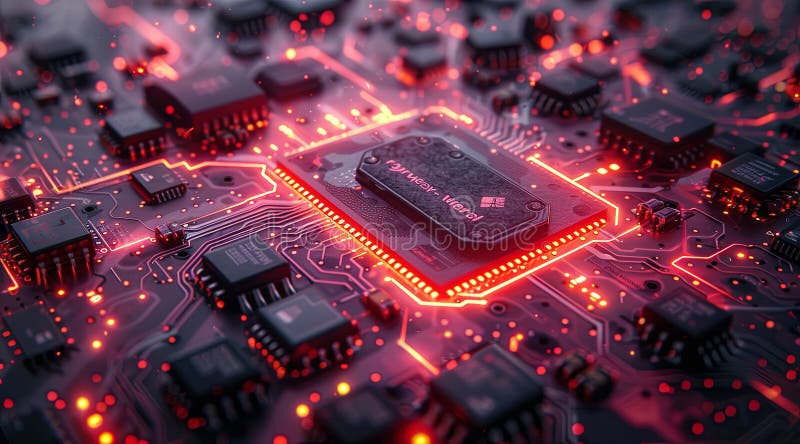 Hardware Chip Isolated on Black Background Electrical Circuit Board ...