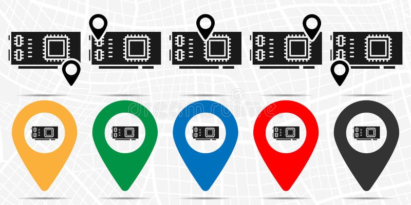 Hardware, Chip, Processor, Video Card Icon in Location Set. Simple ...