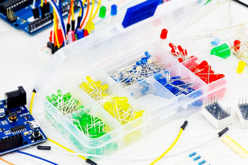 Hardware Engineer`s Workplace Stock Image - Image of electronic ...