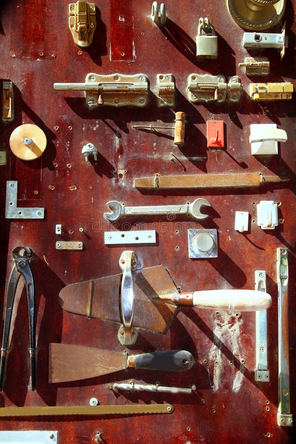 Hardware Equipment Vintage Wood Display Stock Photo - Image of plastic ...