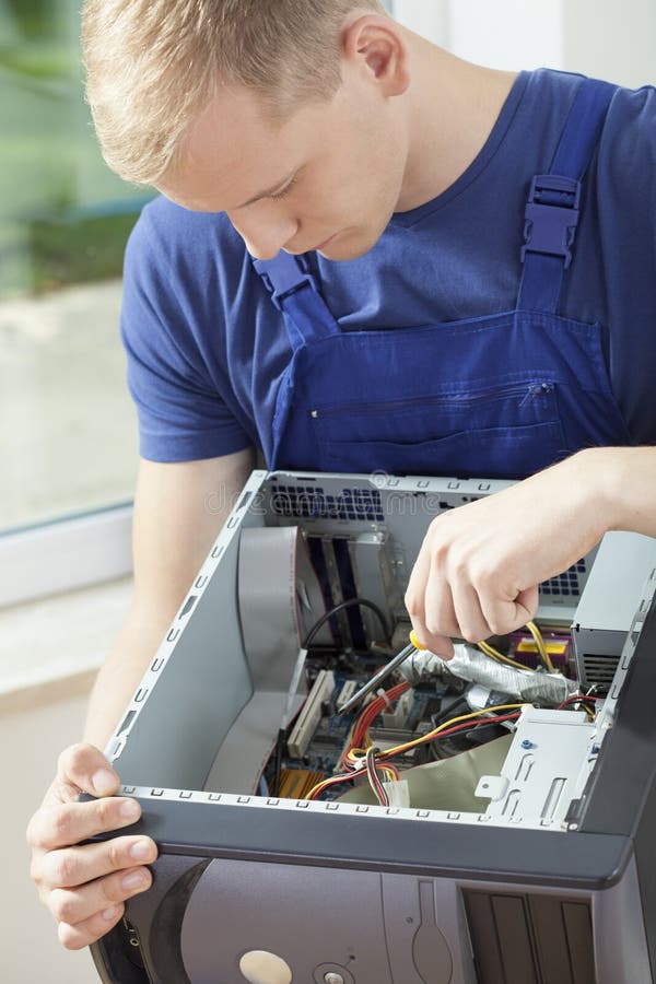Hardware Expert during His Work Stock Image - Image of broken, module ...