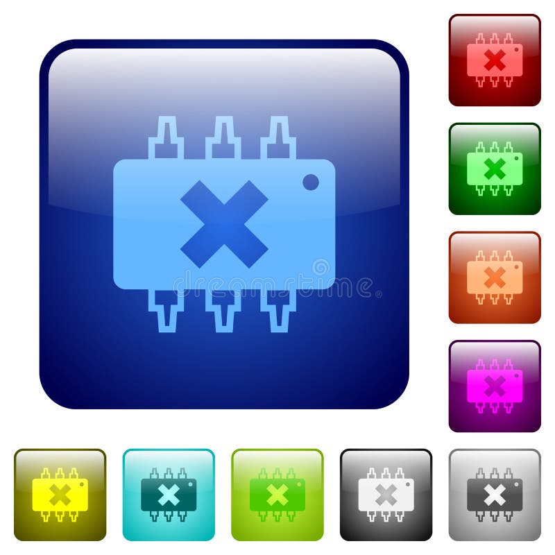 Hardware Failure Color Square Buttons Stock Vector - Illustration of ...