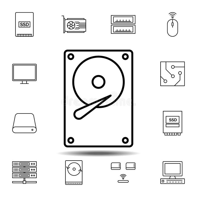 Hardware, Hard Disk Icon. Simple Thin Line, Outline Vector Element of Hardware Icons Set for UI ...