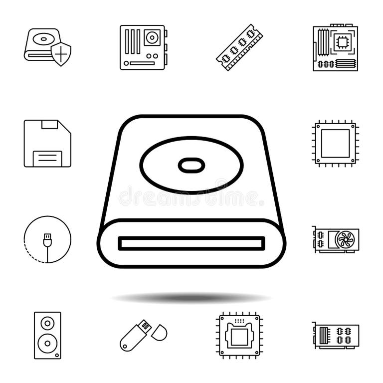 Hardware, Hard Disk Icon. Simple Thin Line, Outline Vector Element of Hardware Icons Set for UI ...