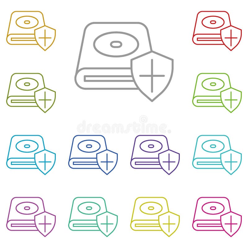 Hardware, Hard Disk, Security Multi Color Icon. Simple Thin Line ...