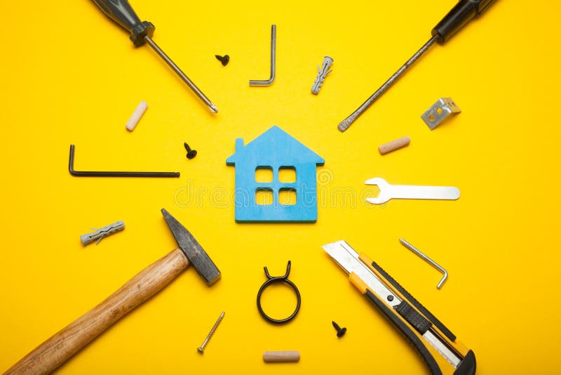 Home Service, Repair Construction. Fix House Background Stock Photo ...
