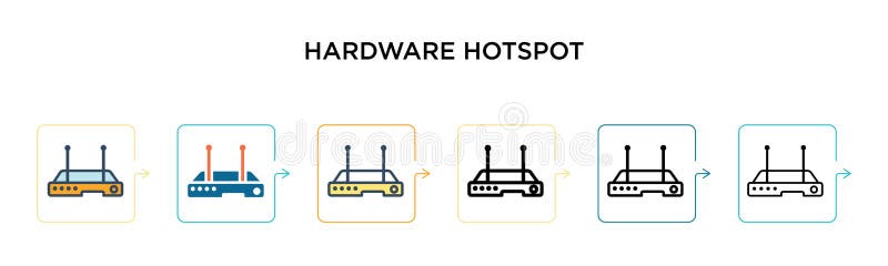 Hardware Hotspot Vector Icon in 6 Different Modern Styles. Black, Two ...