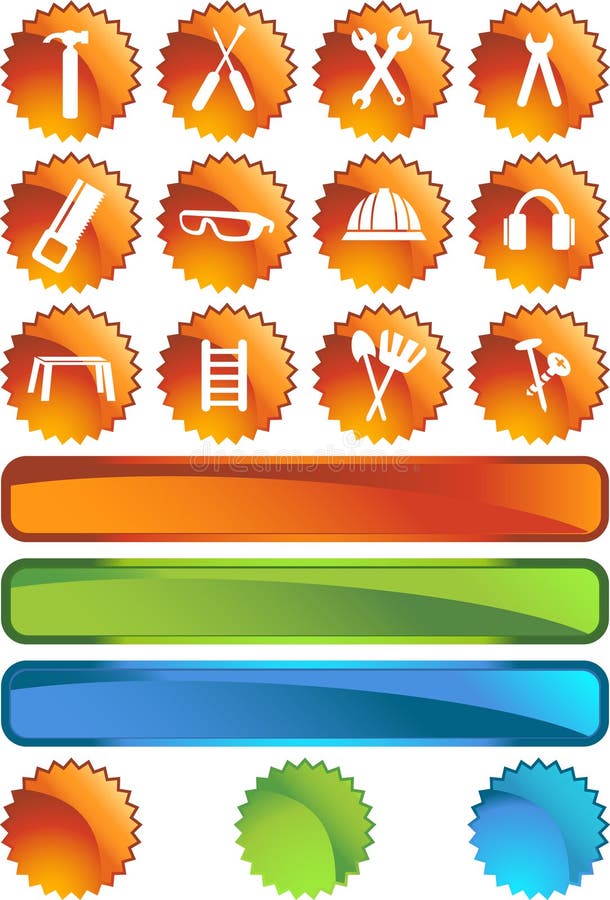 Hardware Icon Set: Seal Web Button Series Stock Vector - Illustration ...