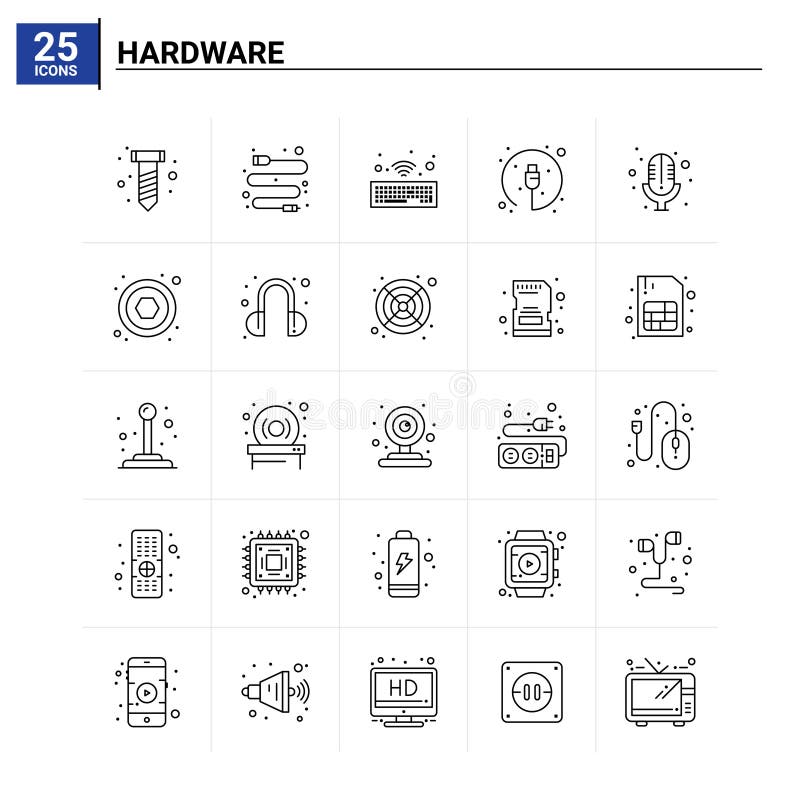 25 Hardware Icon Set. Vector Background Stock Vector - Illustration of ...