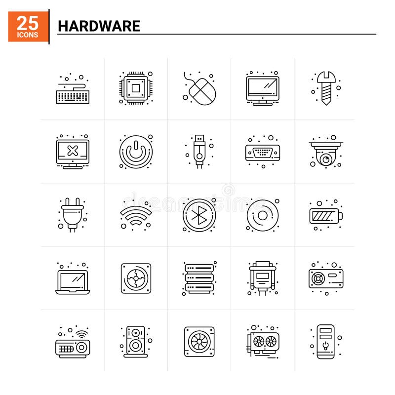 25 Hardware Icon Set. Vector Background Stock Vector - Illustration of ...