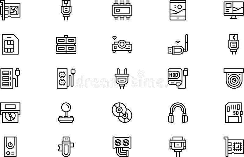 Hardware Icons Collection is a Vector Illustration with Editable Stroke ...