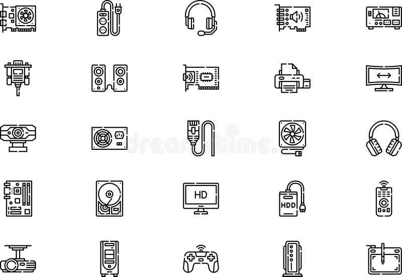 Hardware Icons Collection is a Vector Illustration with Editable Stroke ...