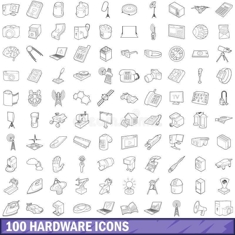 100 Hardware Store Icons Set Variant Stock Illustration - Illustration ...