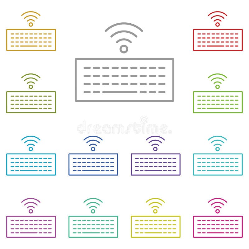 Hardware Keyboard Wifi Multi Color Icon Simple Thin Line Outline Vector Of Hardware Icons