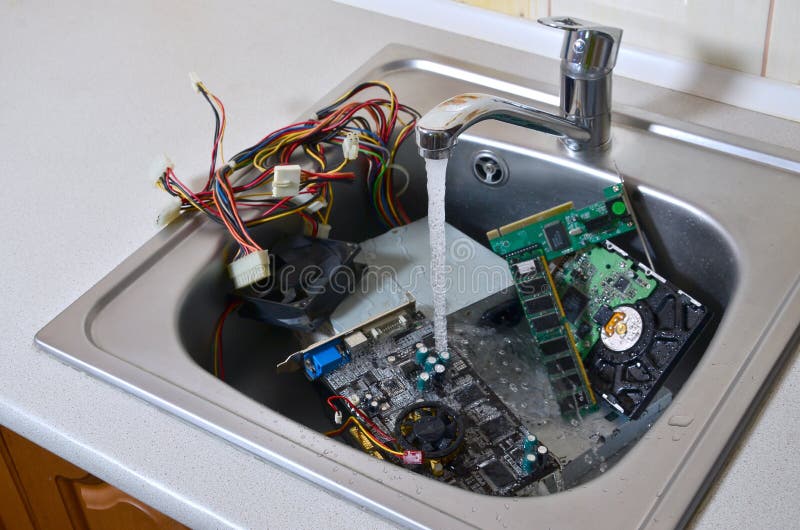 Hardware in Kitchen Sink Under the Water Flow Computer Cleaning ...