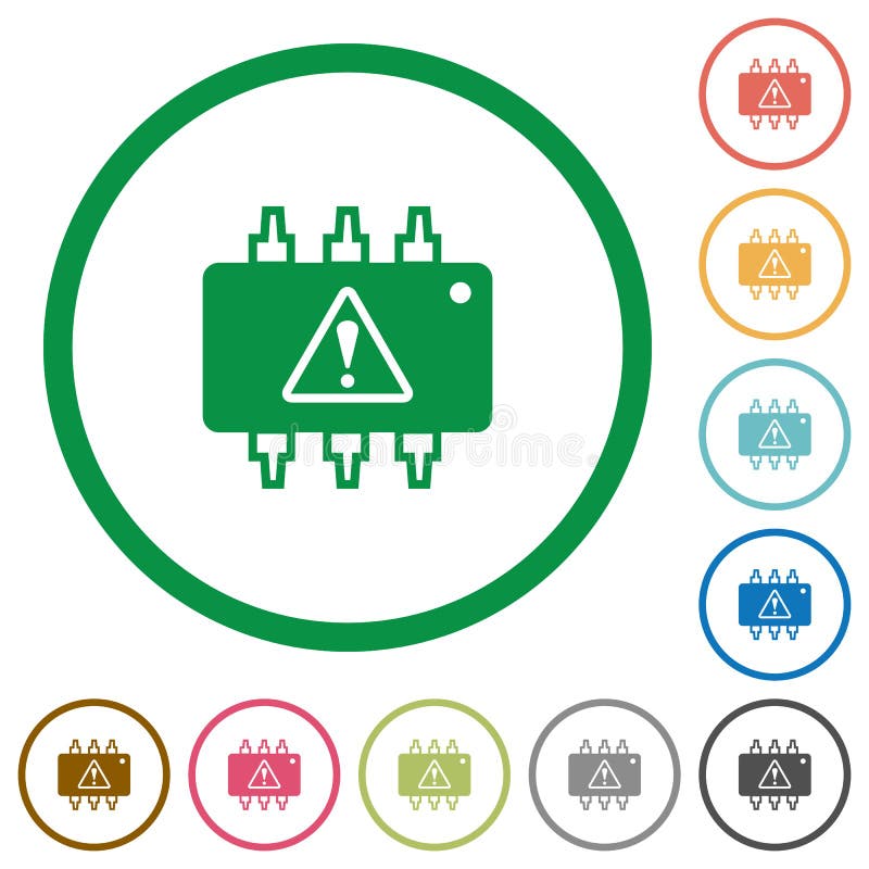 Hardware Malfunction Flat Icons with Outlines Stock Vector ...